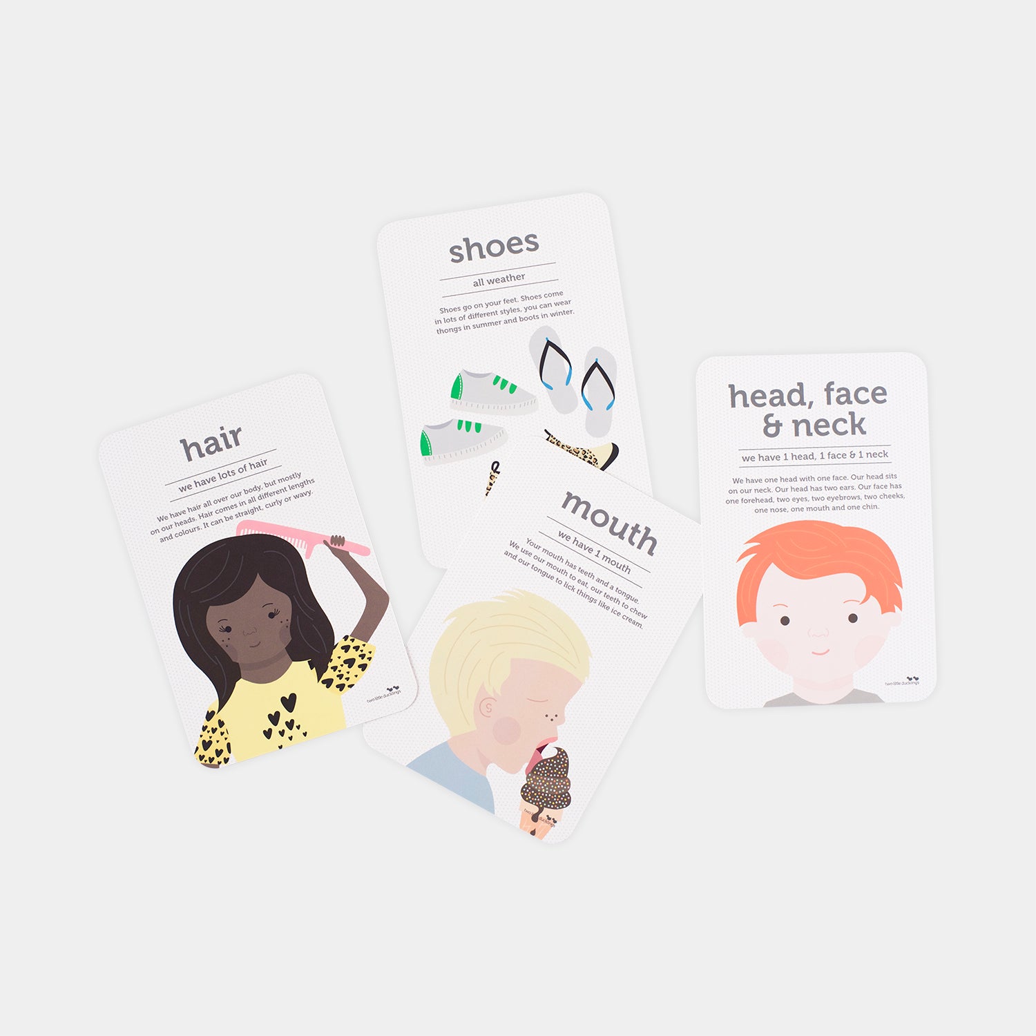 Two Little Ducklings Flash Cards Body Parts and Clothing | Tiny Sprout