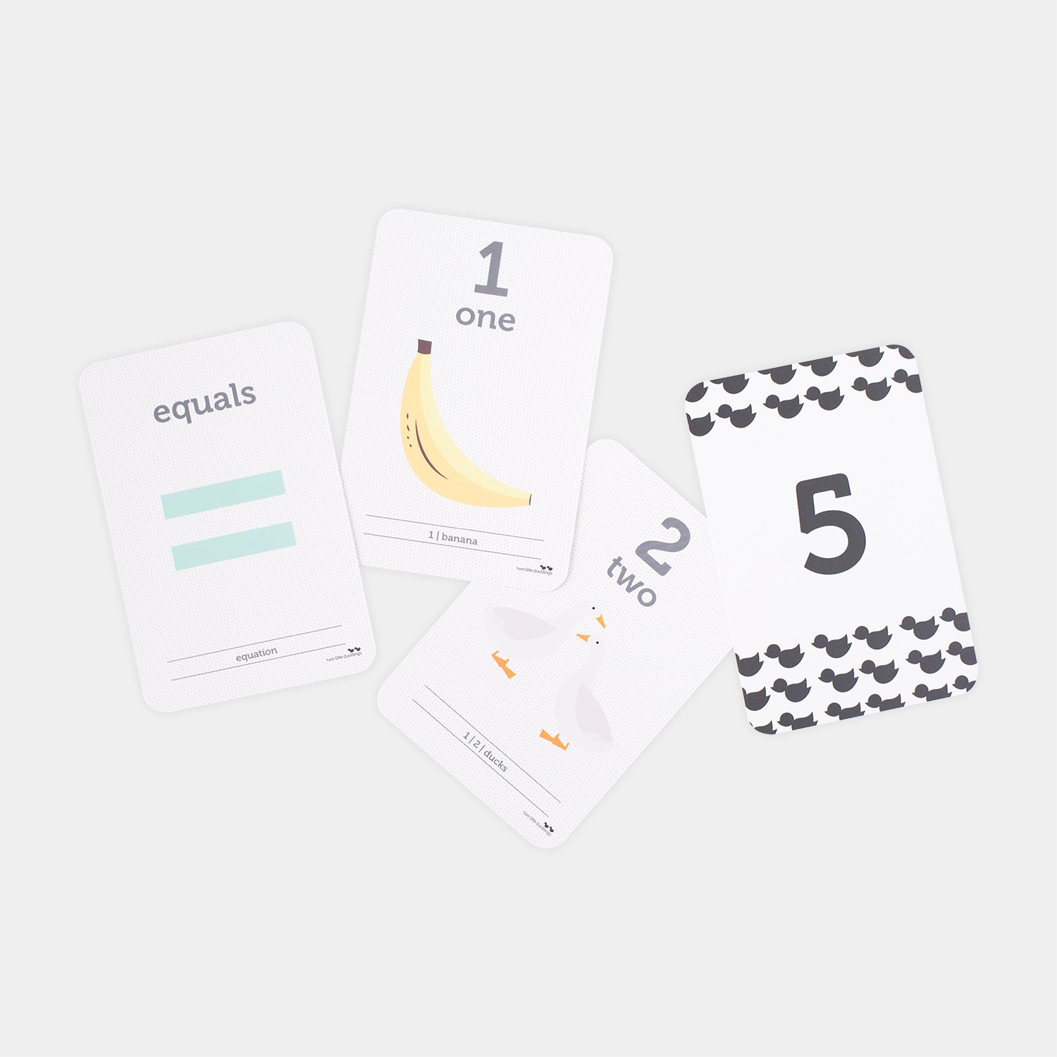 Two Little Ducklings Flash Cards Counting and Math Symbols | Tiny Sprout