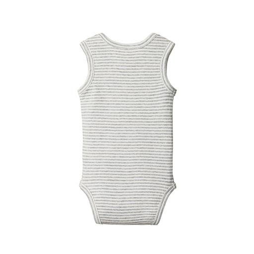 Nature Baby Singlet Bodysuit Grey Marle Stripe | Tiny Sprout