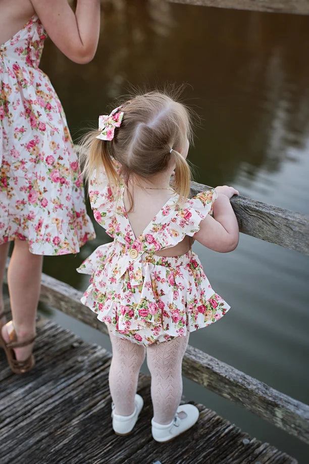 A Little Lacey Button Up Back Romper Primrose Floral | Tiny Sprout