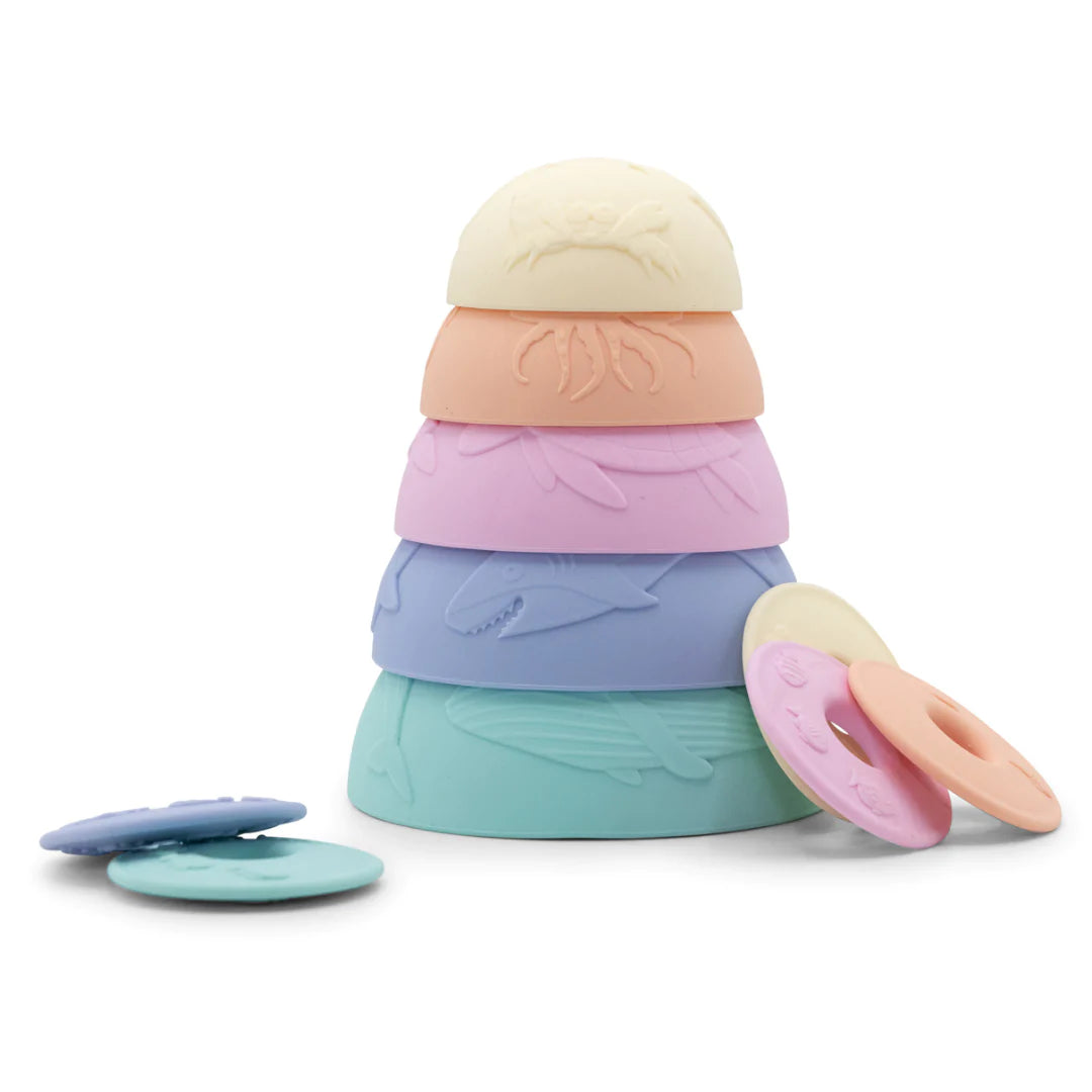 Jellystone Ocean Stacking Cups Rainbow Pastel | Tiny Sprout